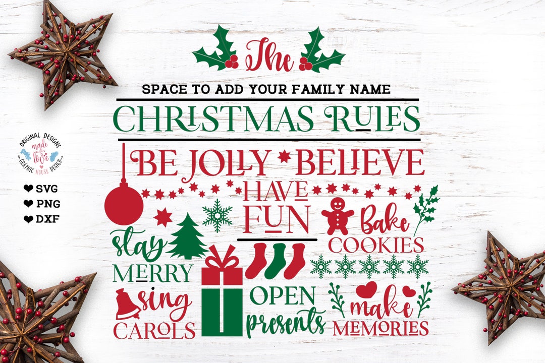Christmas Rules Custom Family Name Sign, Christmas Svg, Christmas Rules ...