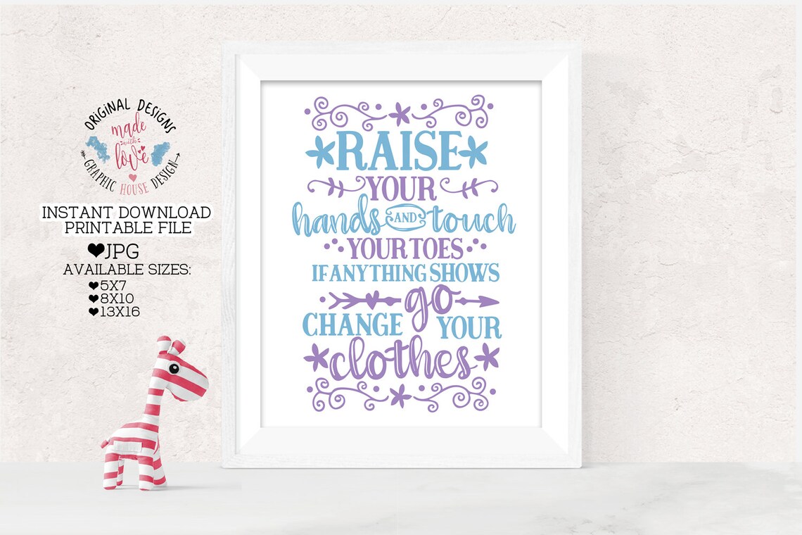 Raise Your Hands Touch Your Toes Nursery Printable Bathroom | Etsy