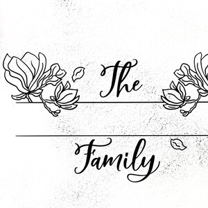 Family Name Frame With Flowers, Romantic Name Frame, Family Name Sign ...