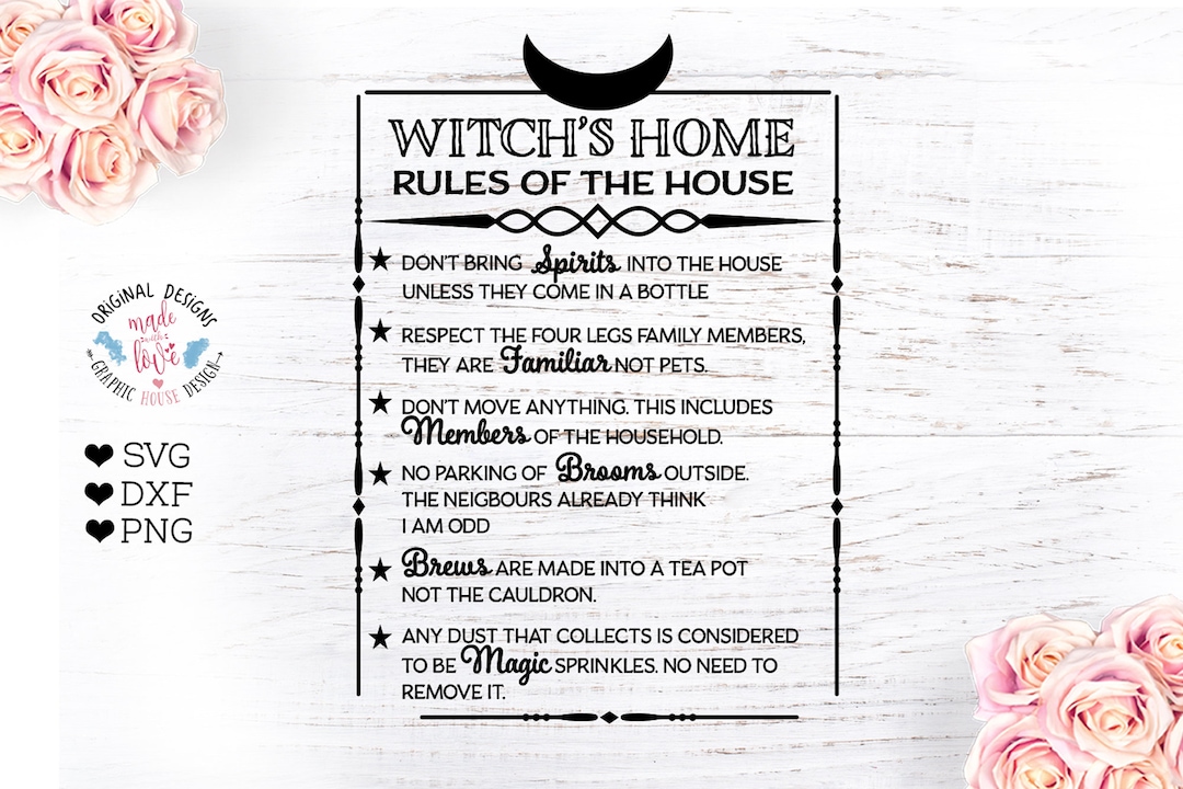 Witch House Rules, Witch Home Rules, Funny Halloween Home Svg ...