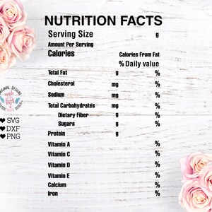Nutrition Svg, Nutrition Cut File, Chart Svg, Nutrition Chart Template ...