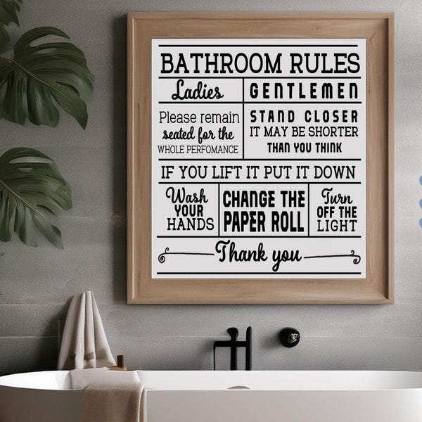 Bathroom Rules Svg - Etsy
