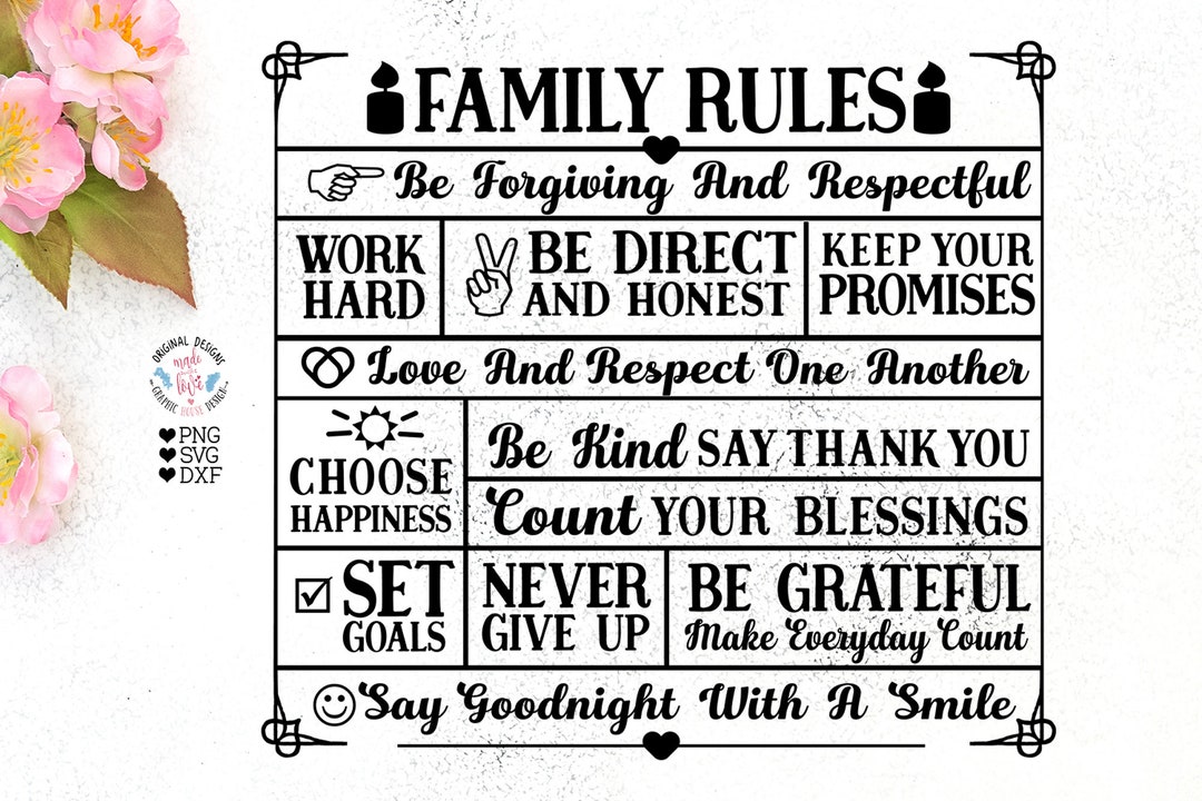 Family Rules Cut File, Family Svg, Family Rules Sign Svg, Home Svg ...