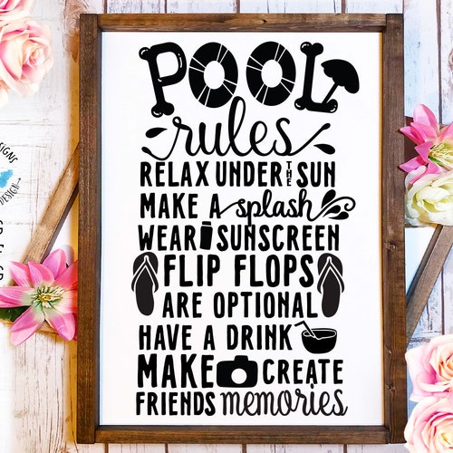 Pool Rules Svg Pool Rules Cut File in Svg Dxf Png Pool - Etsy