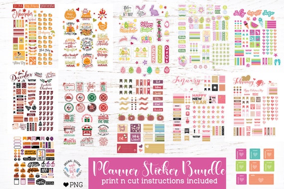 Printable Stickers Bundle Print N Cut Planner Stickers | Etsy