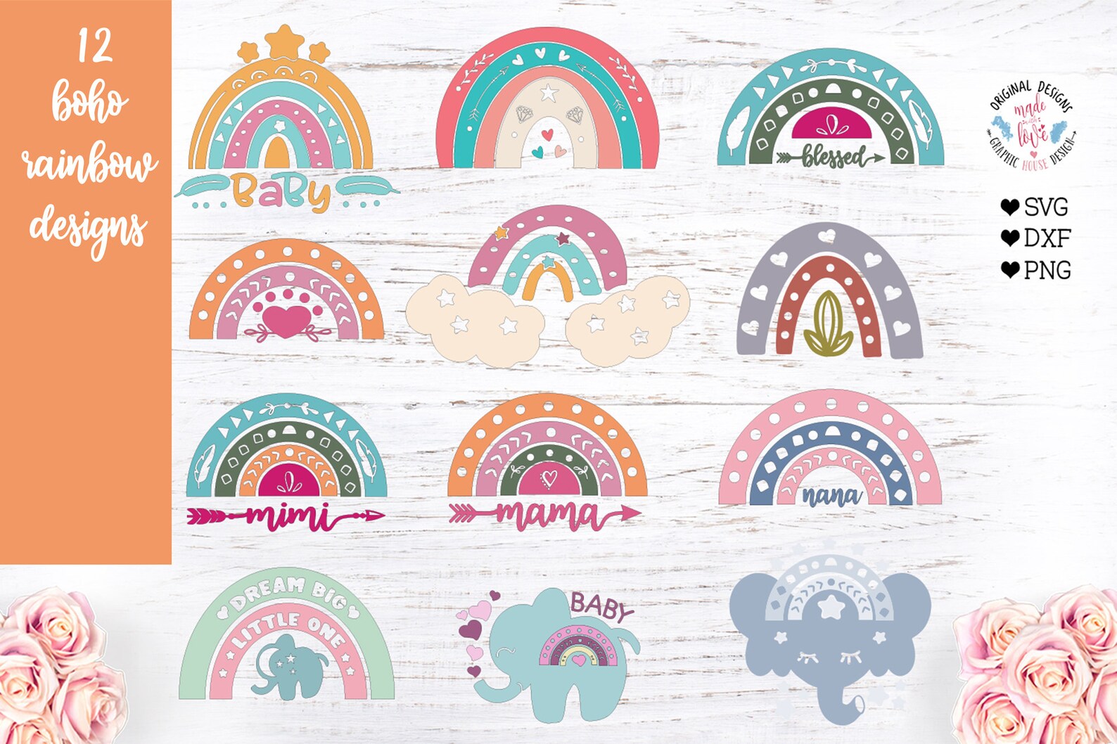 Boho Rainbows Svg Boho Rainbows Clipart Boho Rainbows - Etsy