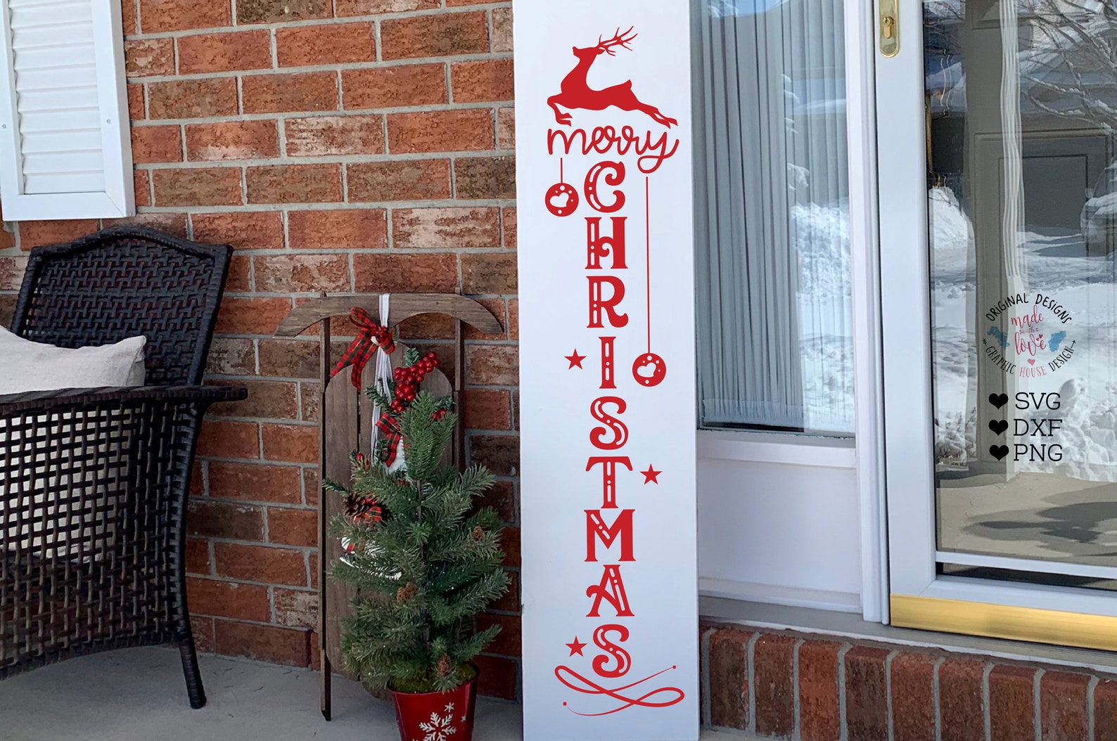 Merry Christmas Horizontal and Vertical Christmas Sign in SVG - Etsy