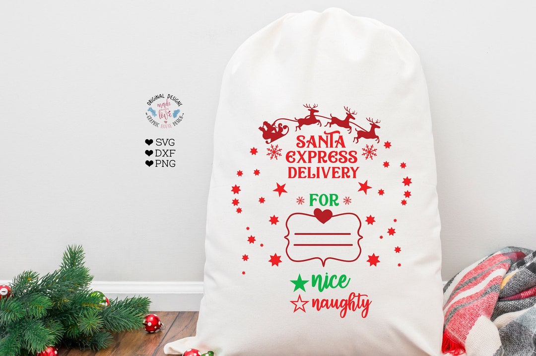 Santas Sack Sign SVG, Christmas Svg, Santa Bag Svg, Christmas Label Svg ...