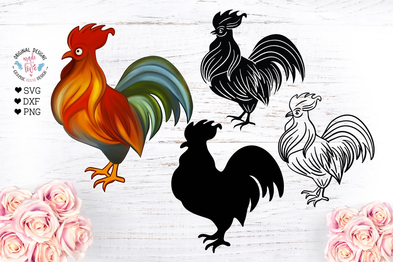 Rooster Svg Rooster Sublimation Design Rooster Cut File - Etsy
