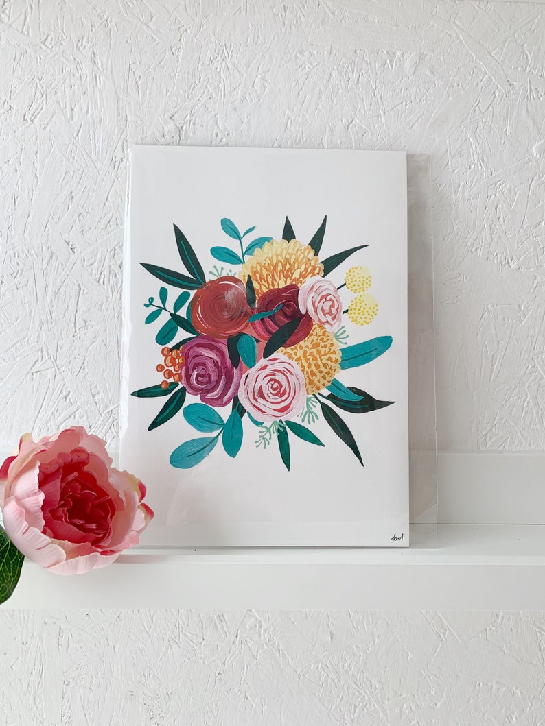 A4 Pick Me up Posie Print Gouache Flower Print Floral - Etsy