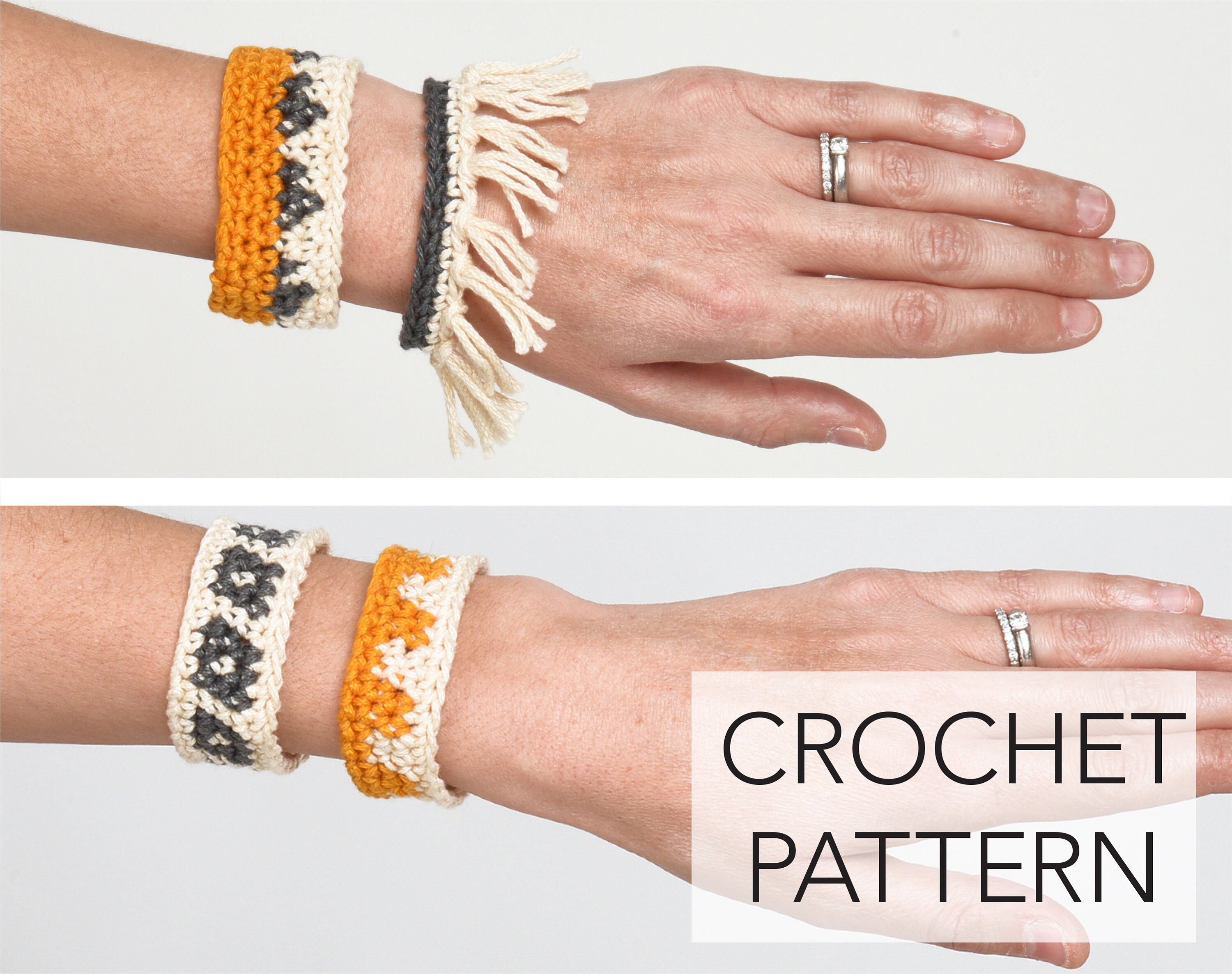 Crochet PATTERN 4 Tapestry Crochet Bracelets Jewelry Aztec Bracelet Set ...
