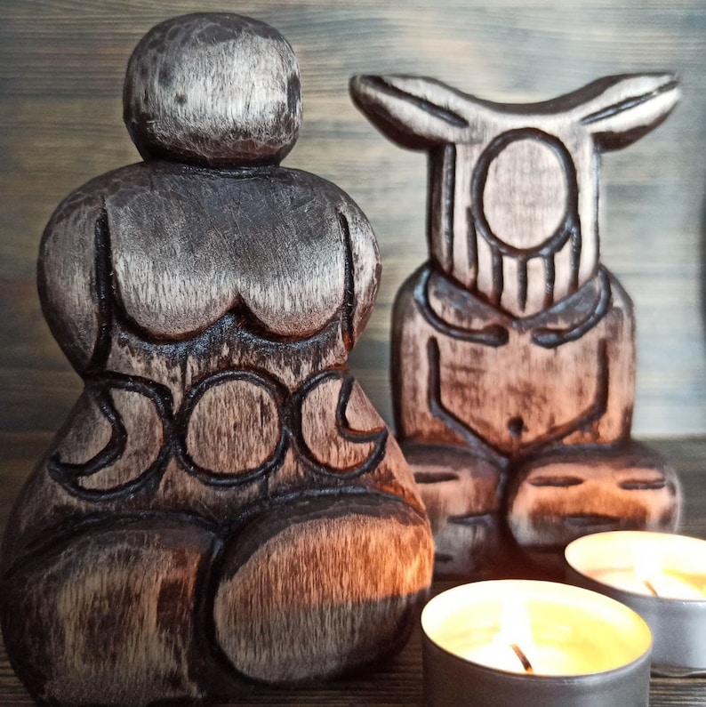 Cernunnos Goddess Statue Horned God Triple Moon Moon Phase | Etsy