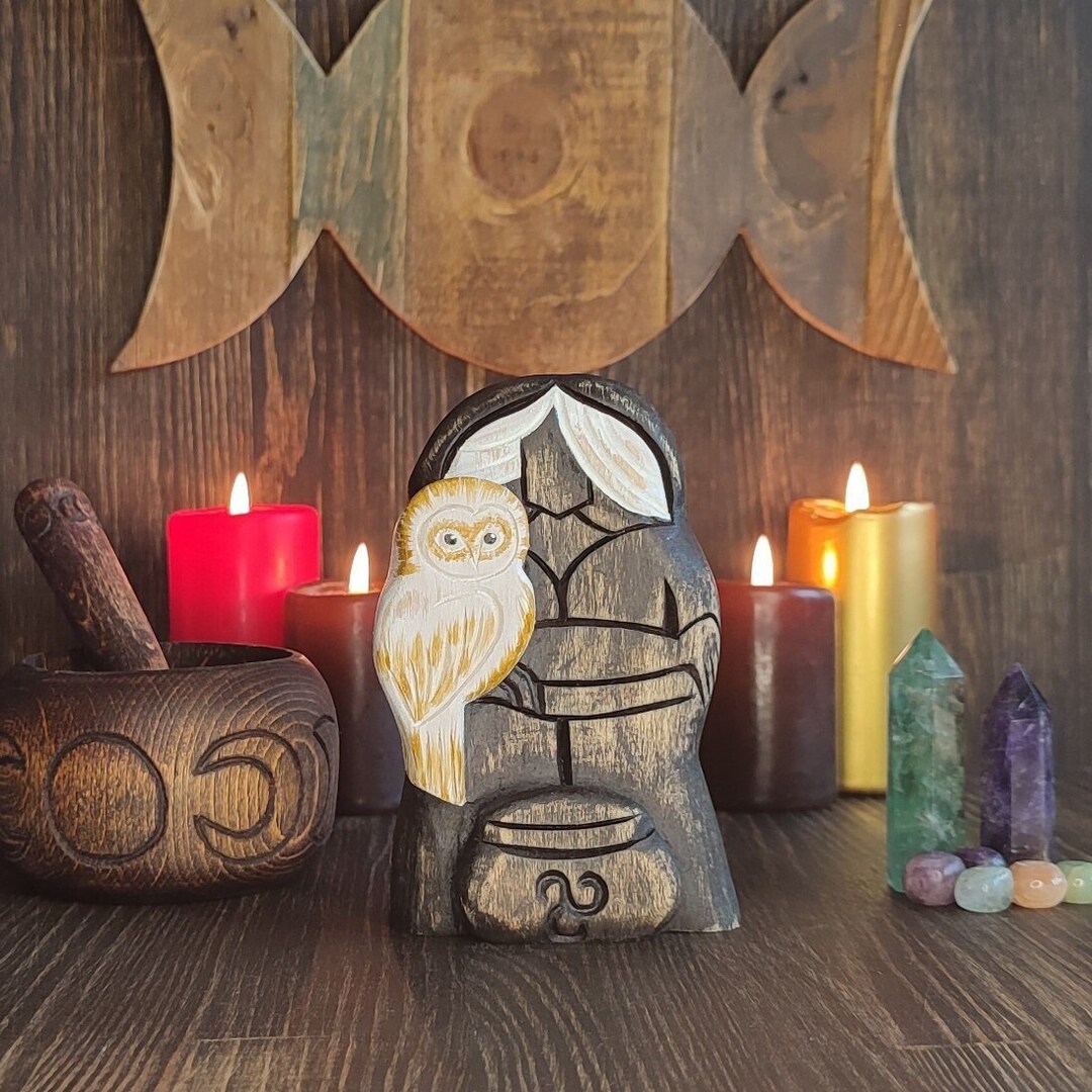 Crone Maiden Mother Statue Goddess Triple Moon Witch Stuff Wooden ...