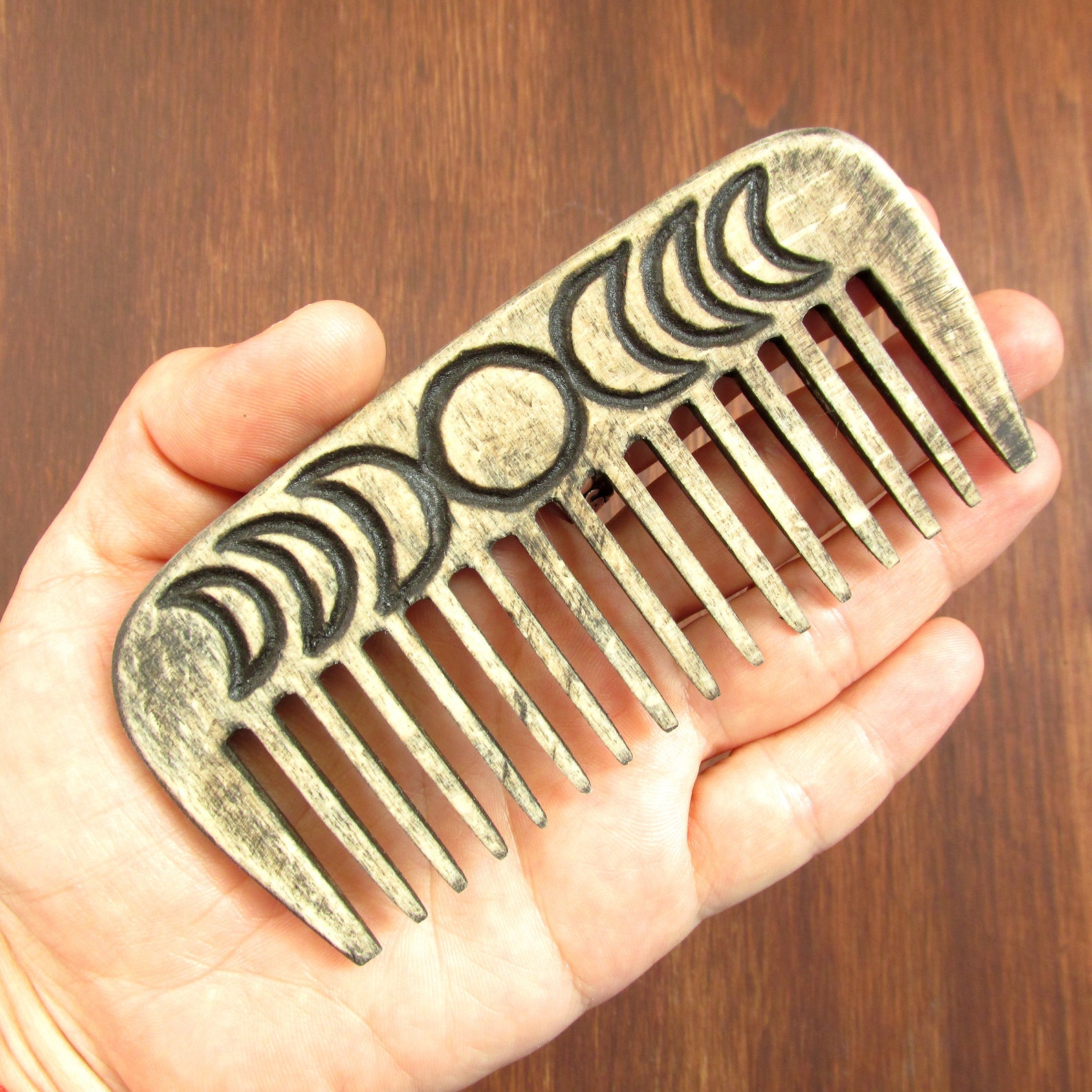 Wooden Comb Triple Moon SPARSE Moon Phase Art Moon Phases Hair | Etsy
