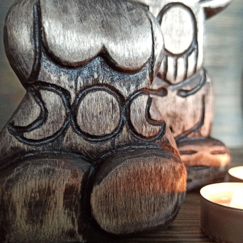 Cernunnos Goddess Statue Horned God Triple Moon Moon Phase | Etsy