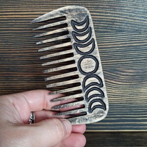 Wooden Comb Triple Moon SPARSE Moon Phase Art Moon Phases Hair Comb ...