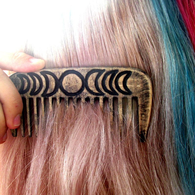 Wooden Comb Triple Moon SPARSE Moon Phase Art Moon Phases Hair | Etsy