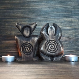 Horned God + Goddess Statue | Cernunnos Triple Moon Moon Phase Art ...
