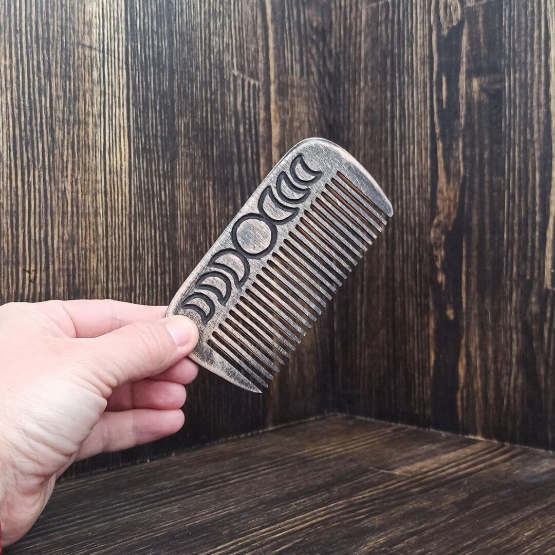 Wooden Fine-tooth Comb With Triple Moon – Hair Comb for Ritual Use and ...