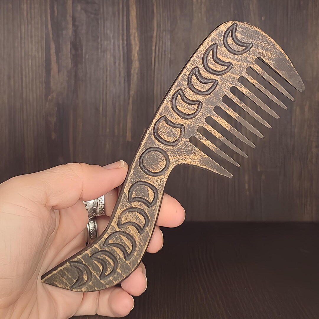 Hair Comb With Moon Phases Wood Wooden - Etsy