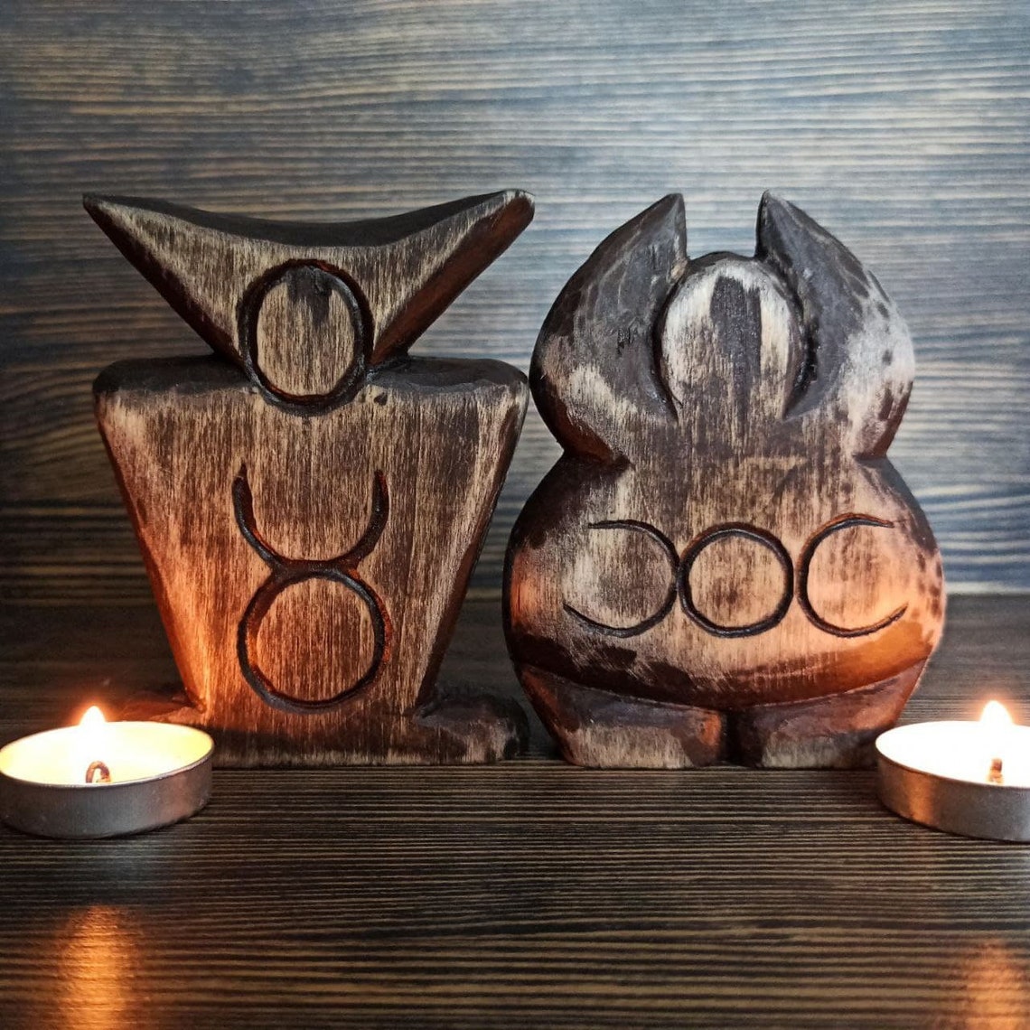 Goddess Statue Horned God Cernunnos Triple Moon Moon Phase - Etsy