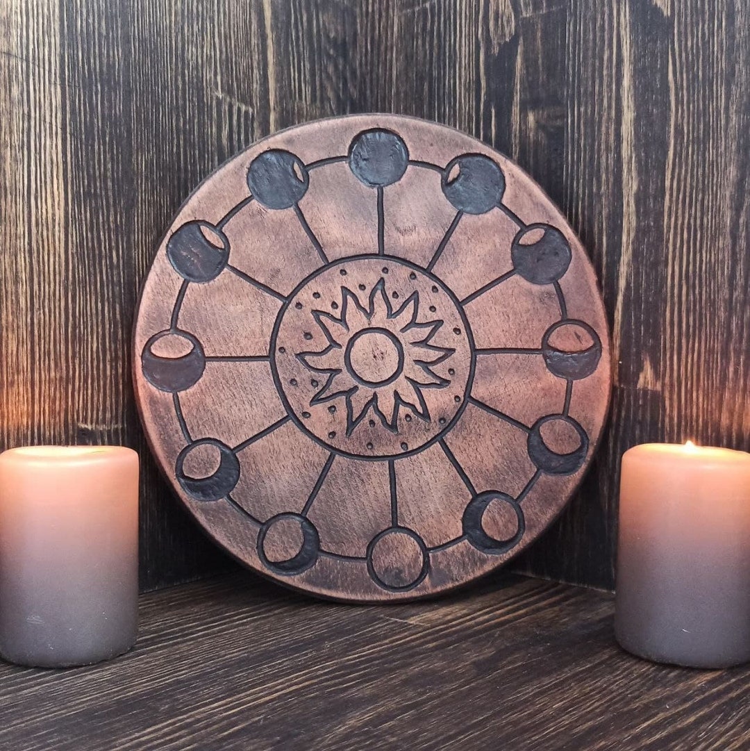 Crystal Grid Altar Board Moon Phase Plate Tile Wiccan Decor Wicca Altar ...