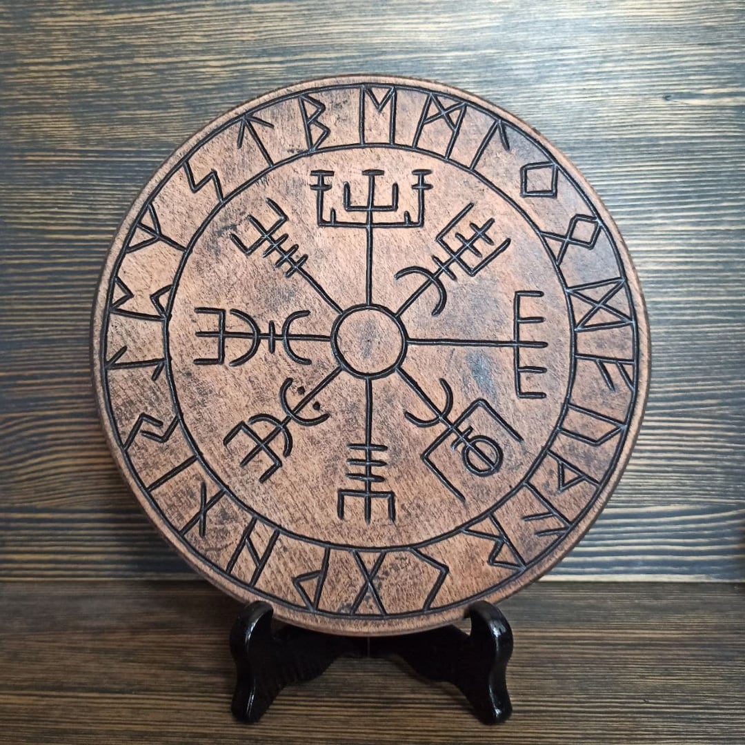 Vegvisir Wall Plaque Viking Compass Wall Plaque Plate Runes Elder ...