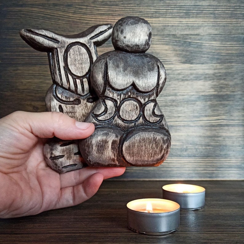 Cernunnos Goddess Statue Horned God Triple Moon Moon Phase | Etsy