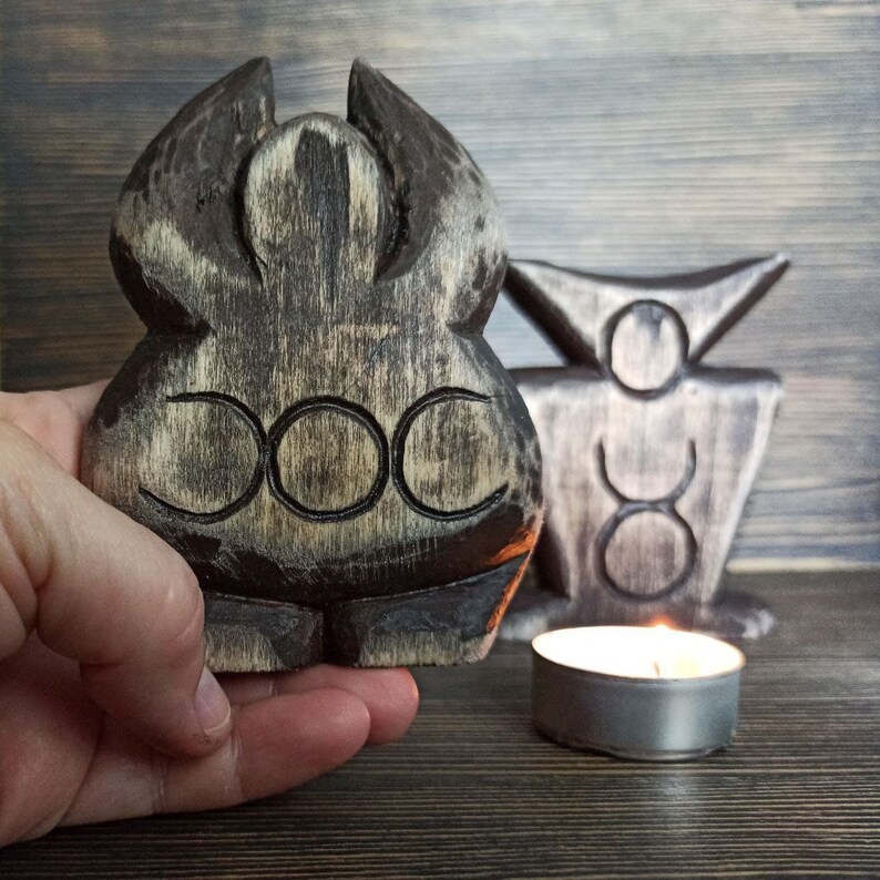 Goddess Statue + Horned God | Cernunnos Triple Moon Moon Phase Art ...