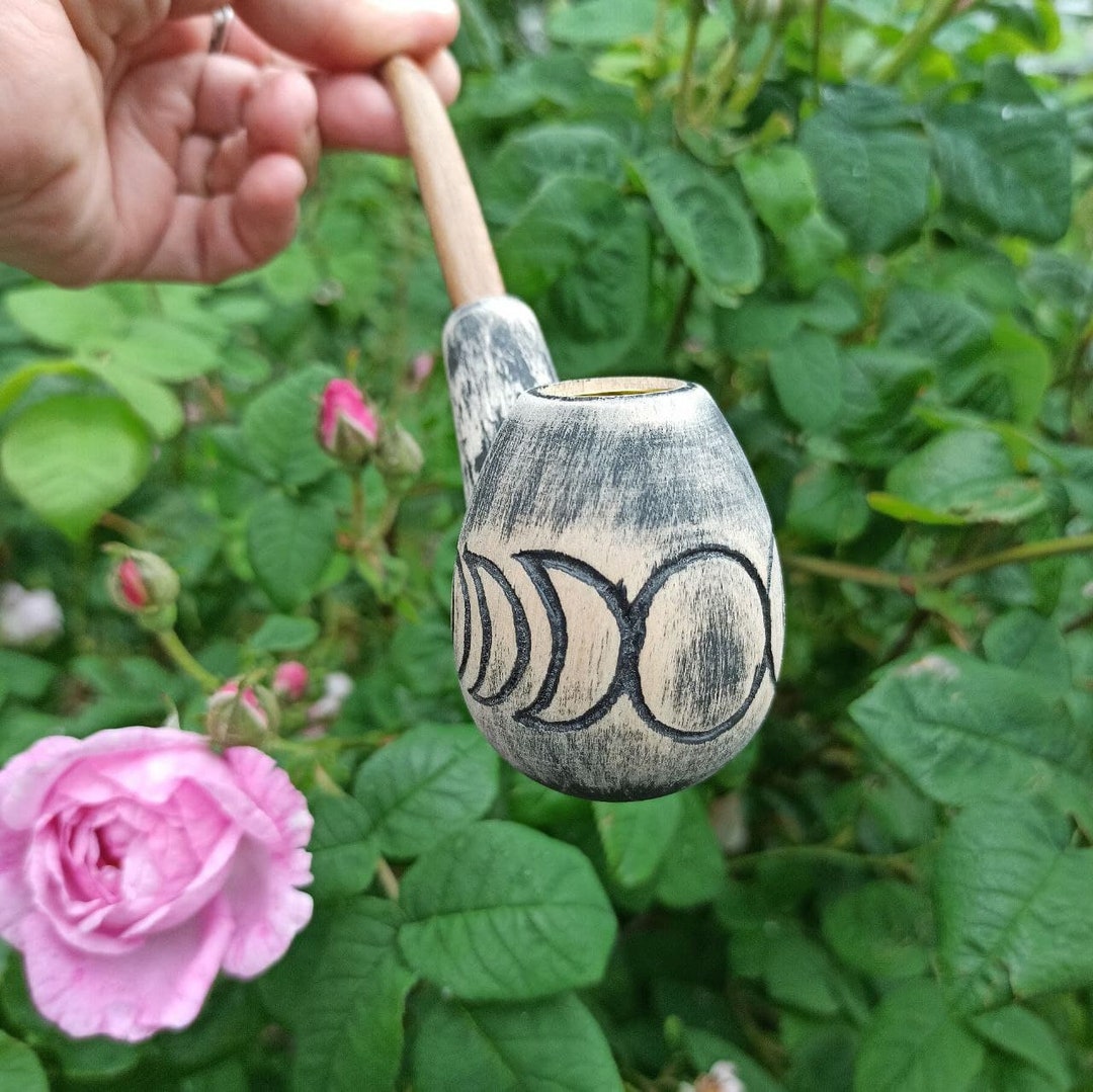 Tobacco Pipe Moon Phase Small Pipe Triple Moon Unbreakable Pipe Wooden ...