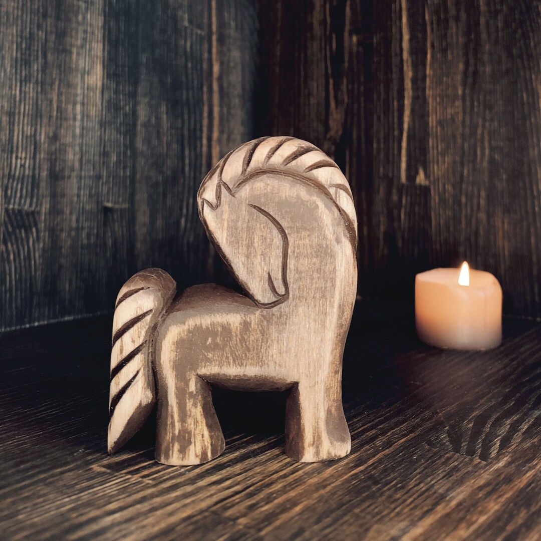 Horse Statue Sculpture Pagan Decor Wooden Totem Wiccan Wicca - Etsy