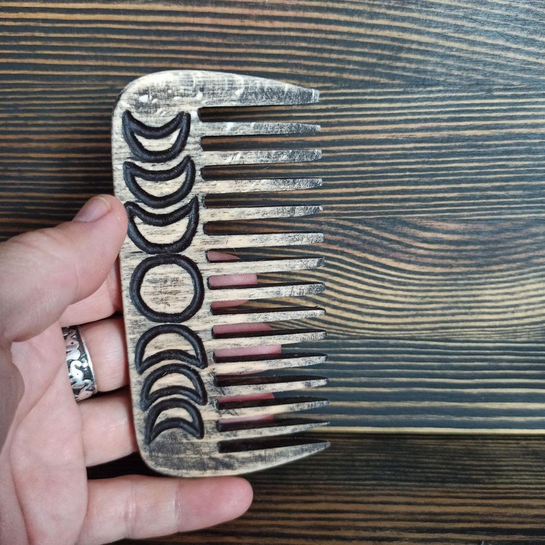 Wooden Comb Triple Moon SPARSE Moon Phase Art Moon Phases Hair | Etsy