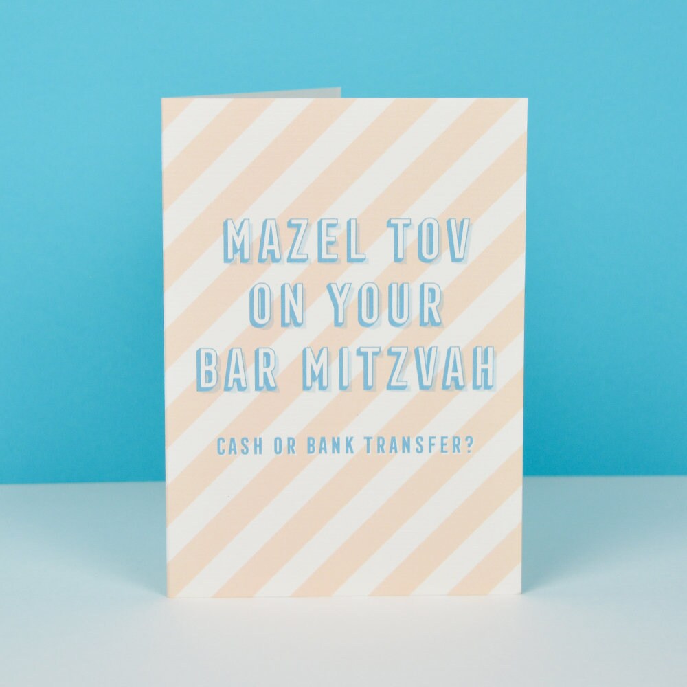Funny Mazel Tov Card • Tarjeta de felicitación judía para Bar Mitzvah ...