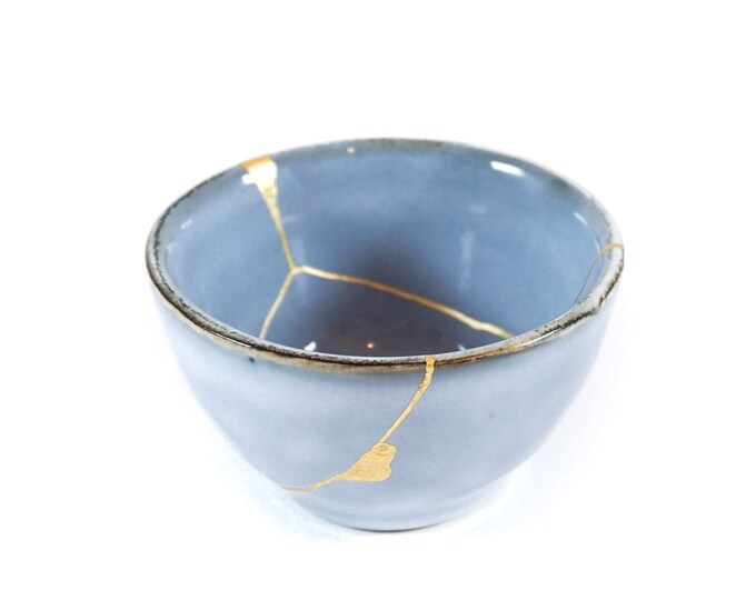 Small Blue Kintsugi Wabi Sabi Bowl, Contemporary Ceramic Repaired With the Japanese Kintsukuroi ...