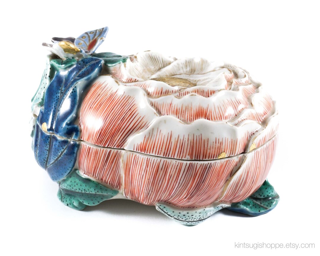 Kintsugi Gold, Japanese Kutani Box in Vintage Ceramic Restored With ...