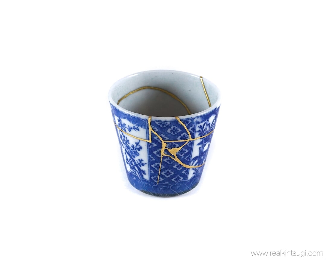 Japanese Kintsugi Soba Cup Vintage Ceramic 22k Gold Restoration ...