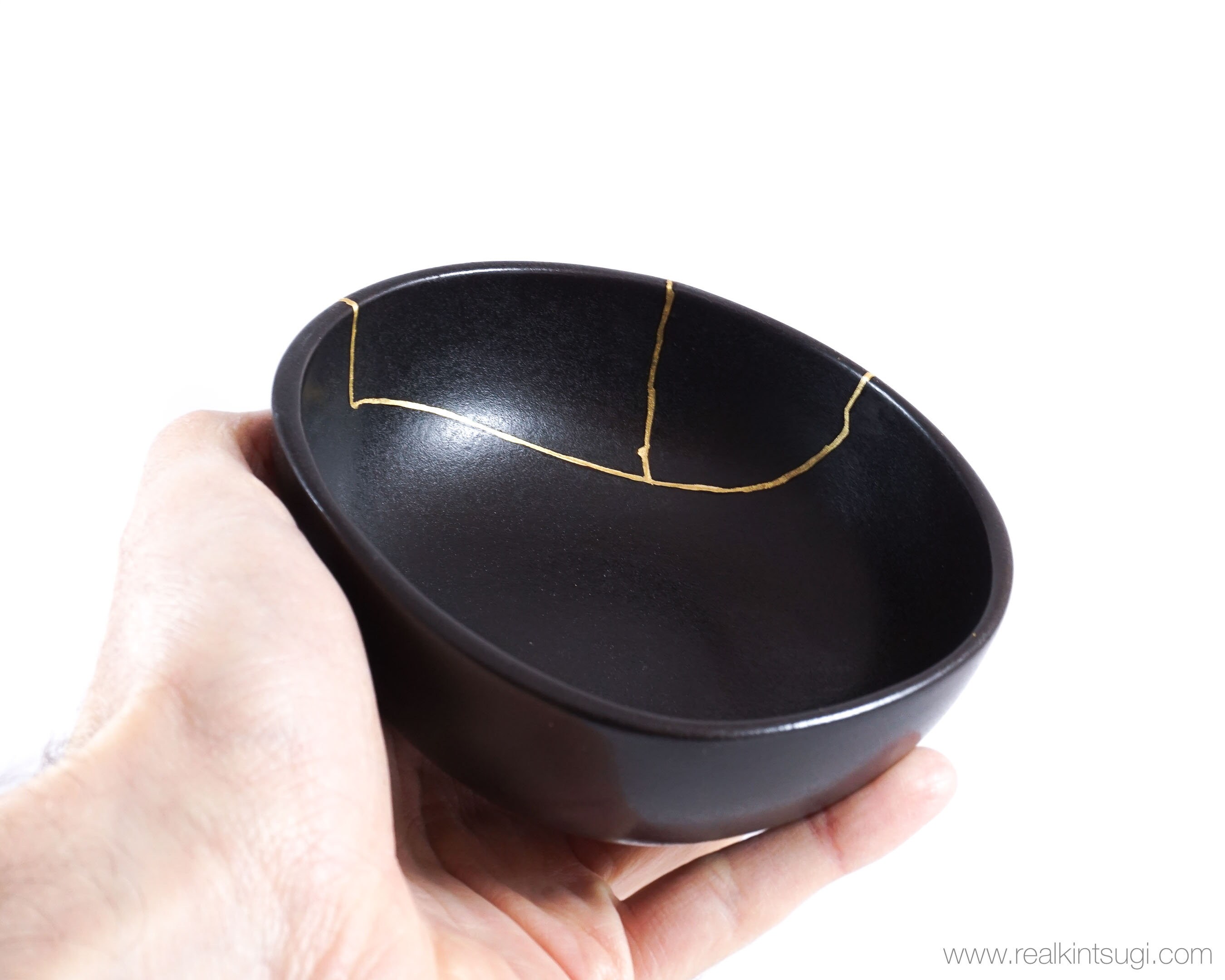Black Kintsugi Bowl Restored With the Traditional Method. - Etsy