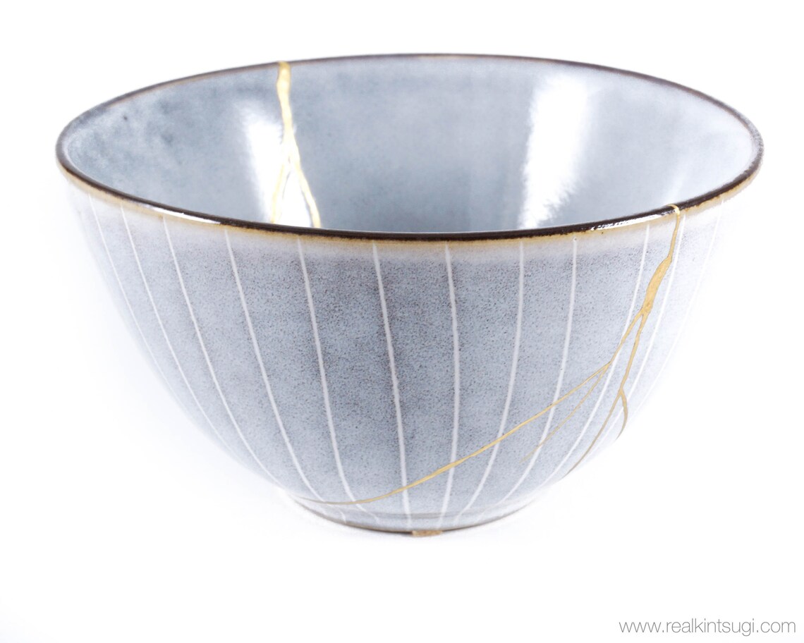 Kintsugi Bowl Contemporary Ceramic Restored With Real 22K | Etsy