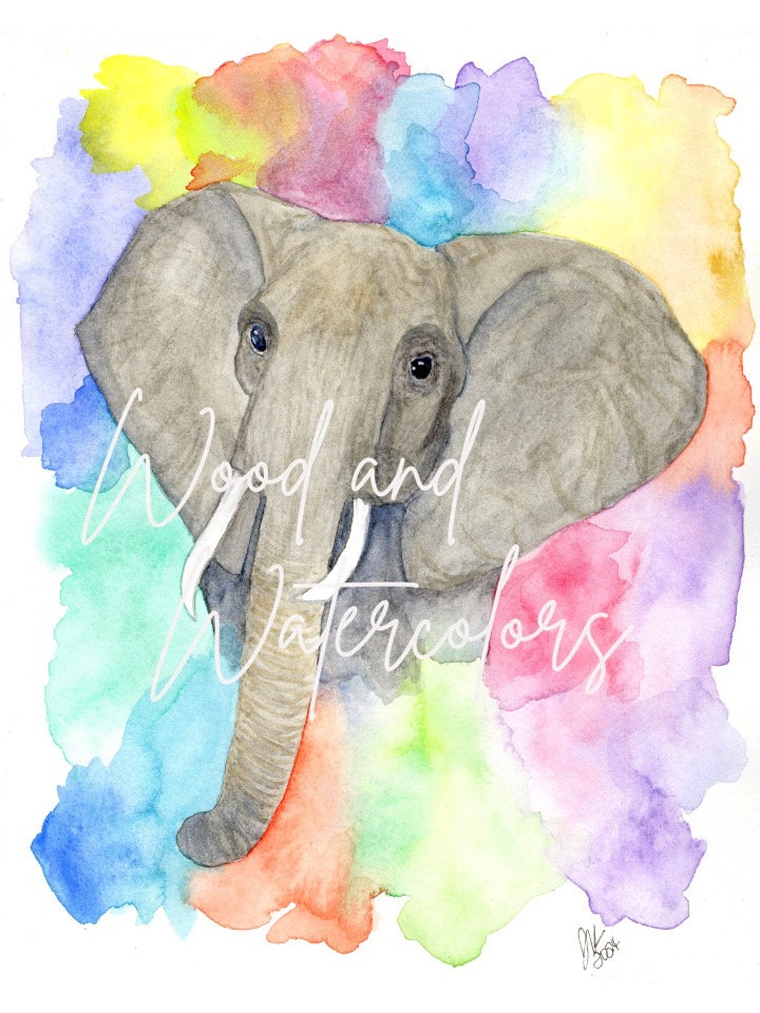 Rainbow Elephant Watercolor Print - Etsy