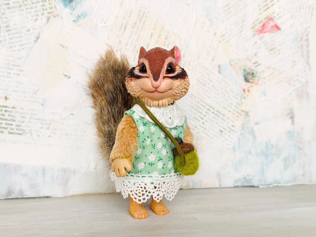 Little Chipmunk Wearing Cute Dress, Chipmunk Ponji - Etsy