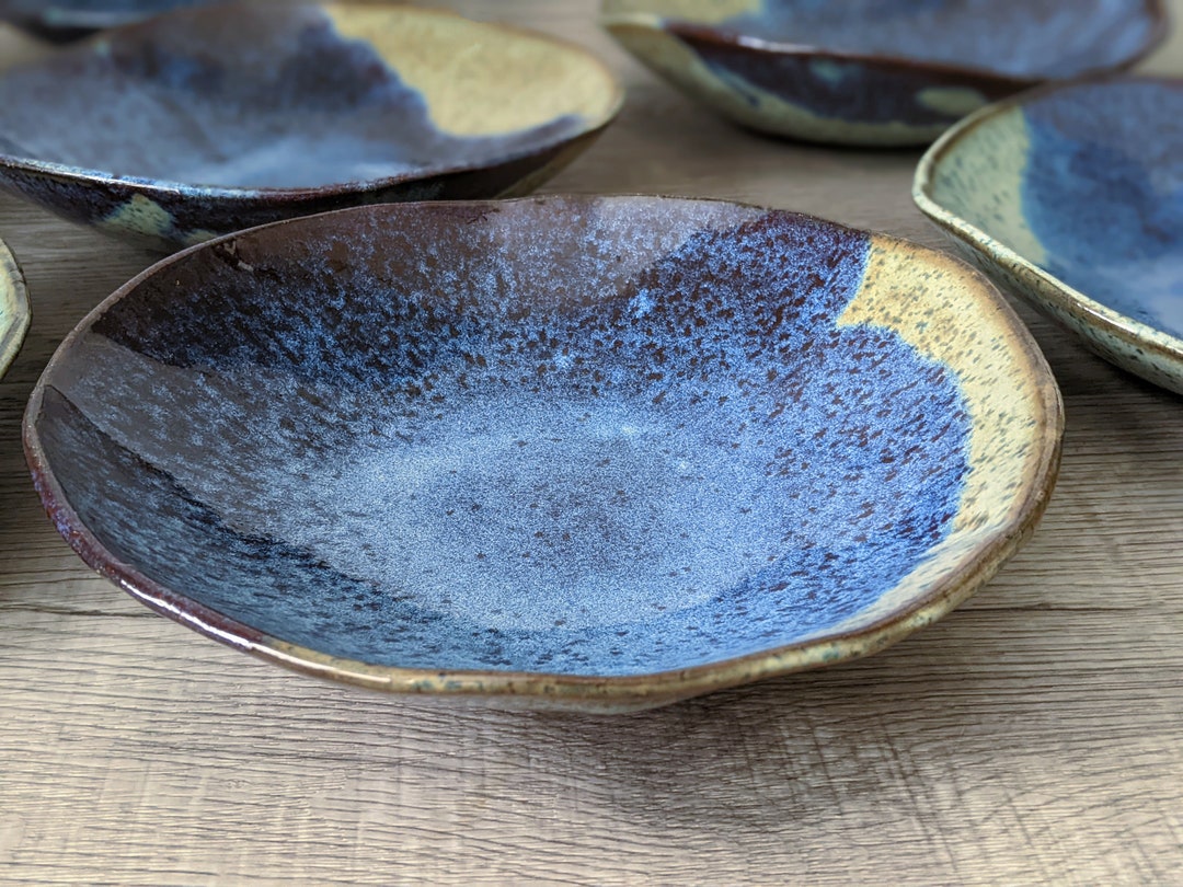 Blue Ceramic Shallow Bowl Handmade Free Form Bowl 9 - Etsy
