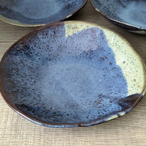 Blue Ceramic Shallow Bowl, Handmade Free Form Bowl, 9" Colorful Pottery ...