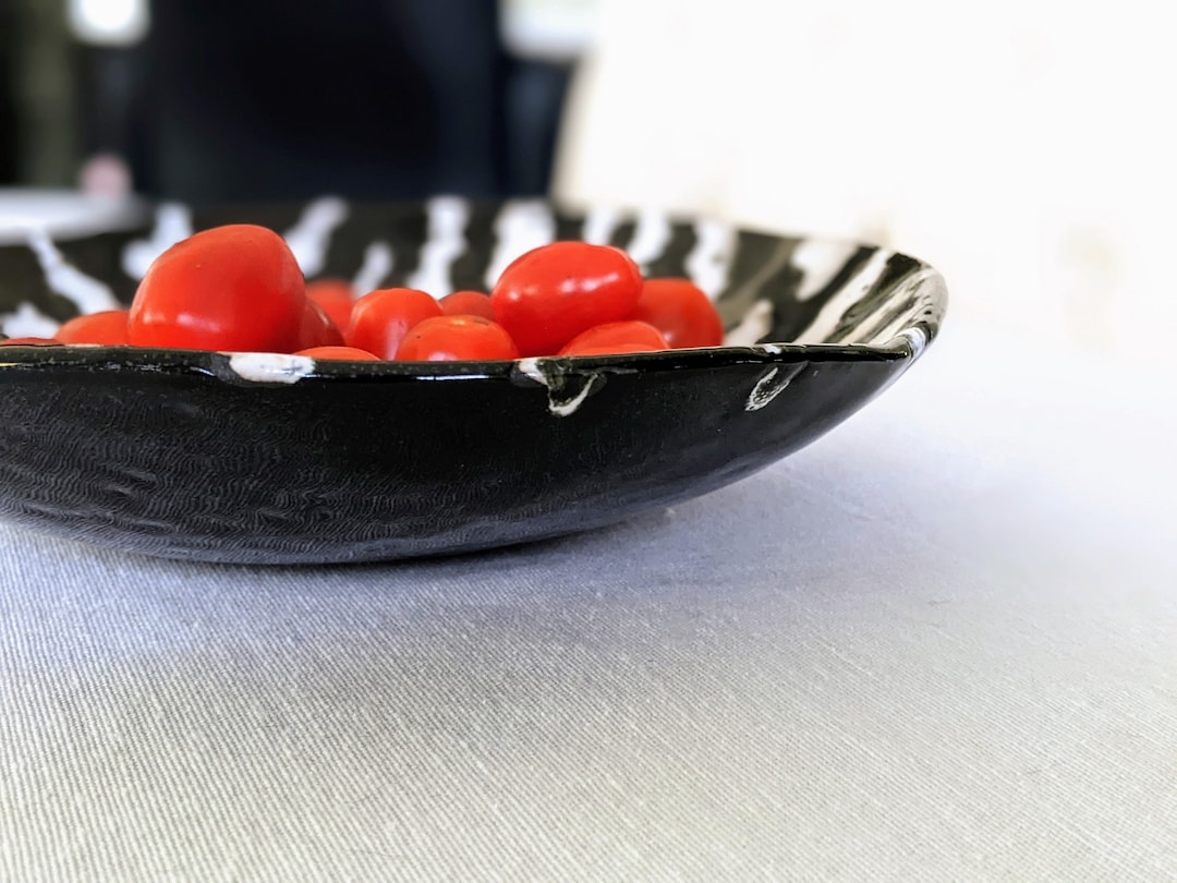 Exotic Black and White Shallow Bowl, Handmade Zebra Bowl, Decorative ...