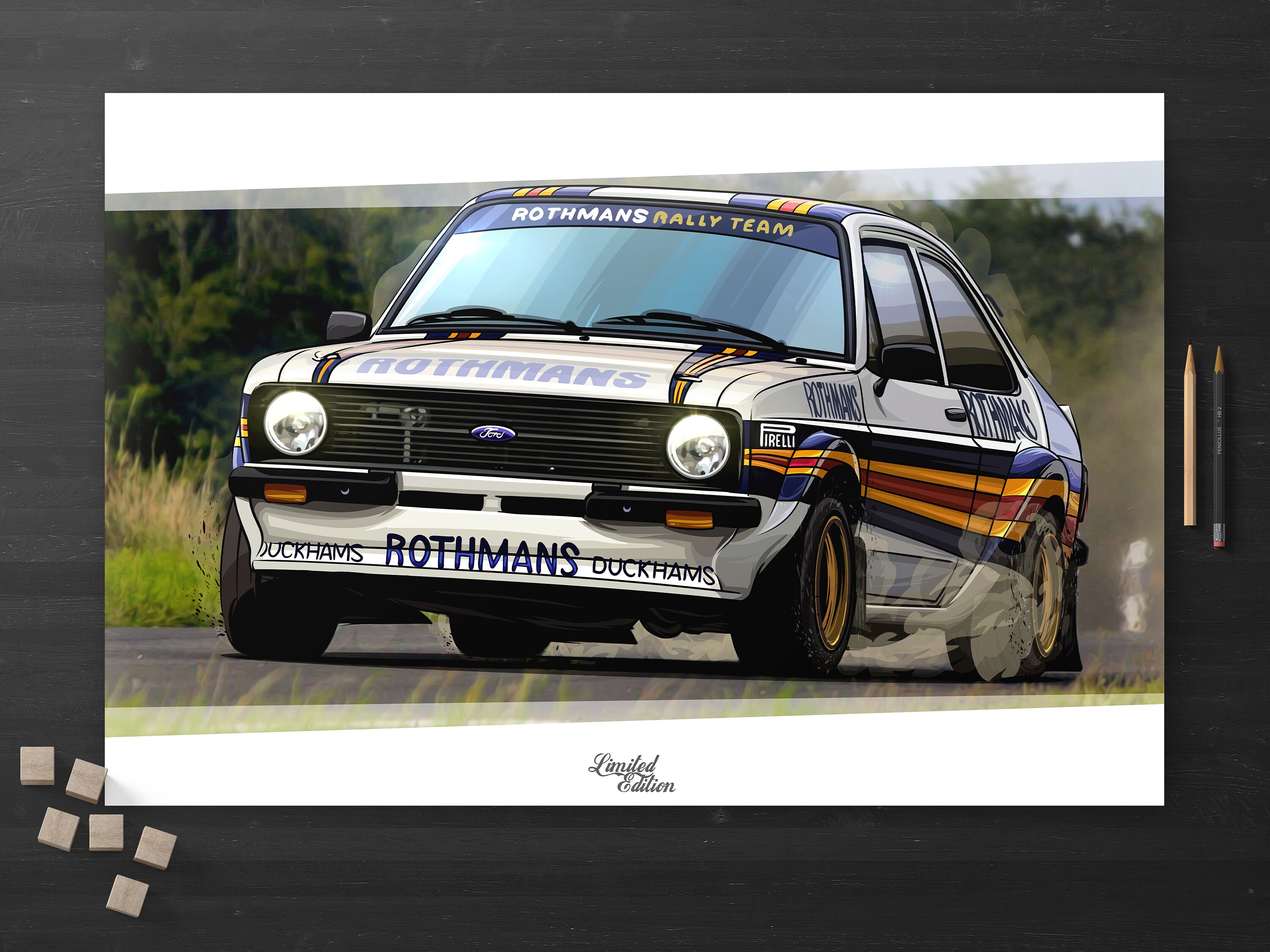 Limited Edition Ford Escort MK2 Poster-drawing - Etsy