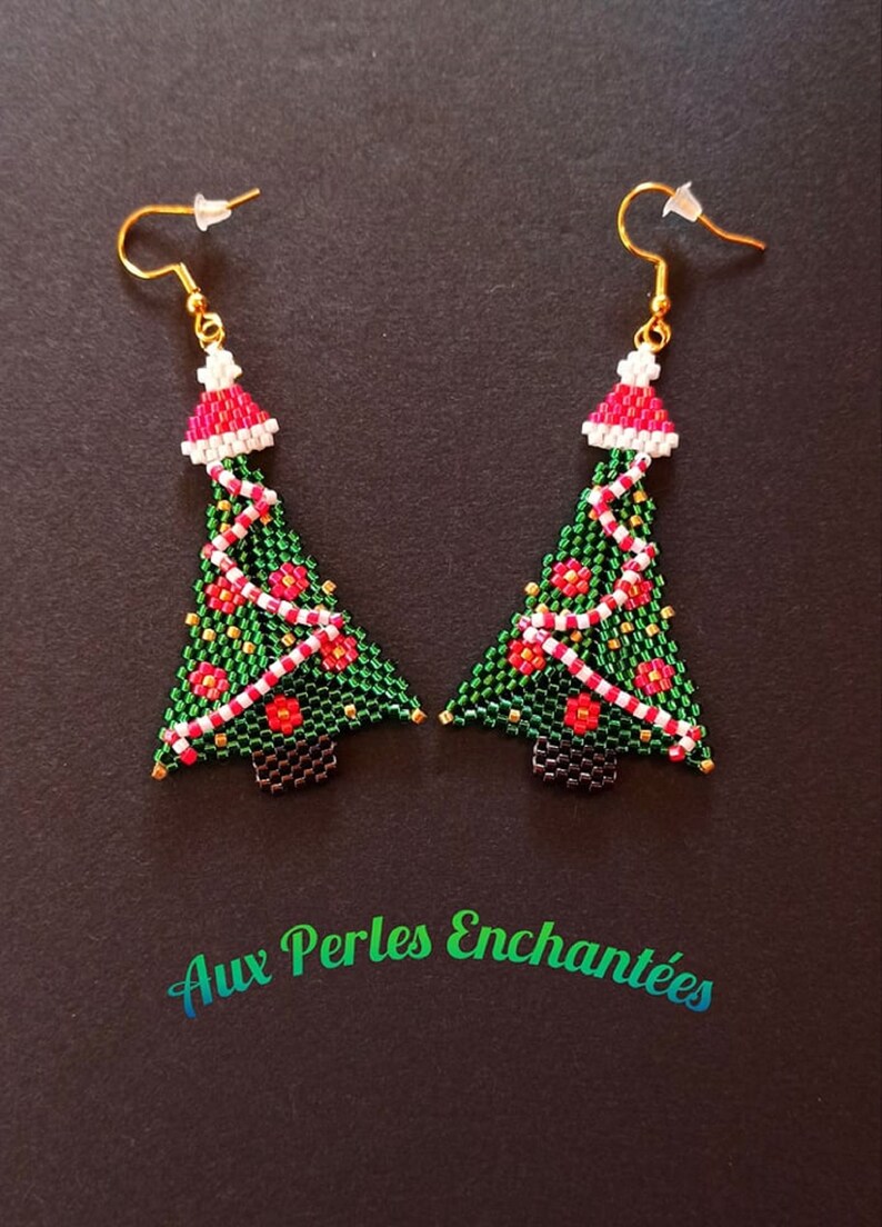 Beading Pattern, Beading Tutorial, Beading Christmas Tree Earrings or ...