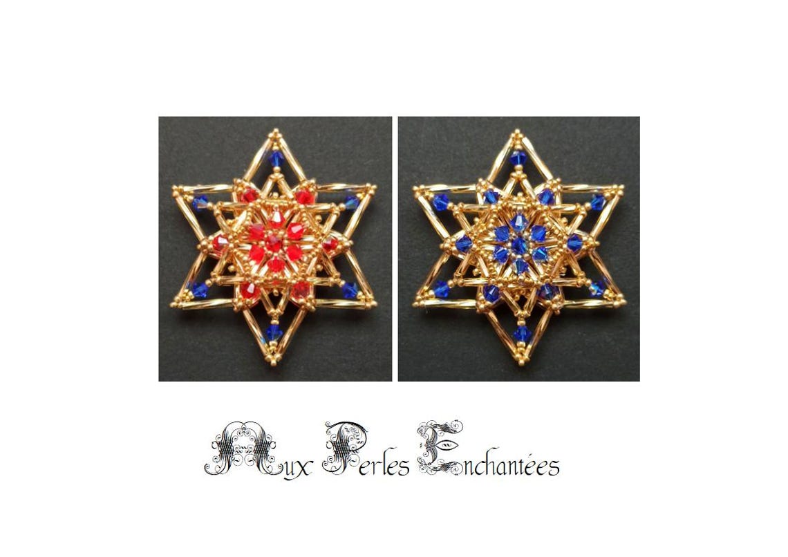 Beading Pattern, Beading Tutorial, Beading Crystal Red & Blue Star2 ...