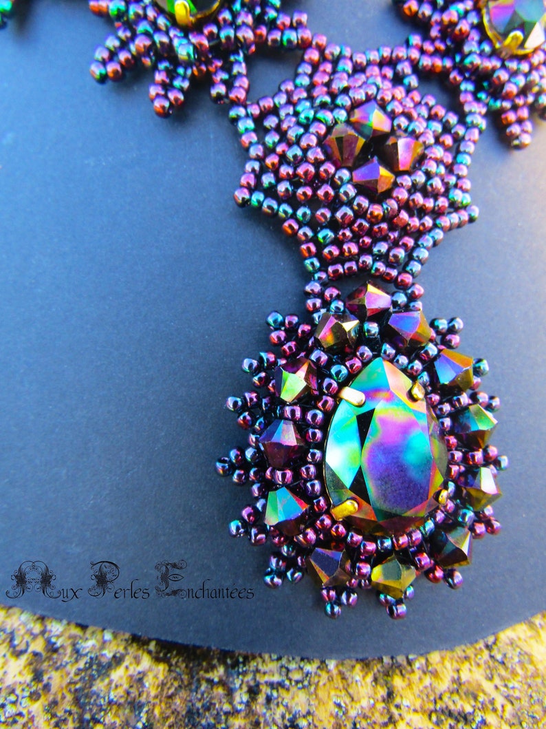 Beading pattern beading tutorial beaded Rainbow Dark | Etsy