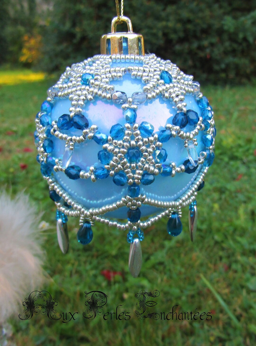 Beading Pattern, Beading Tutorial, Beading Snowflake Ornament Cover ...