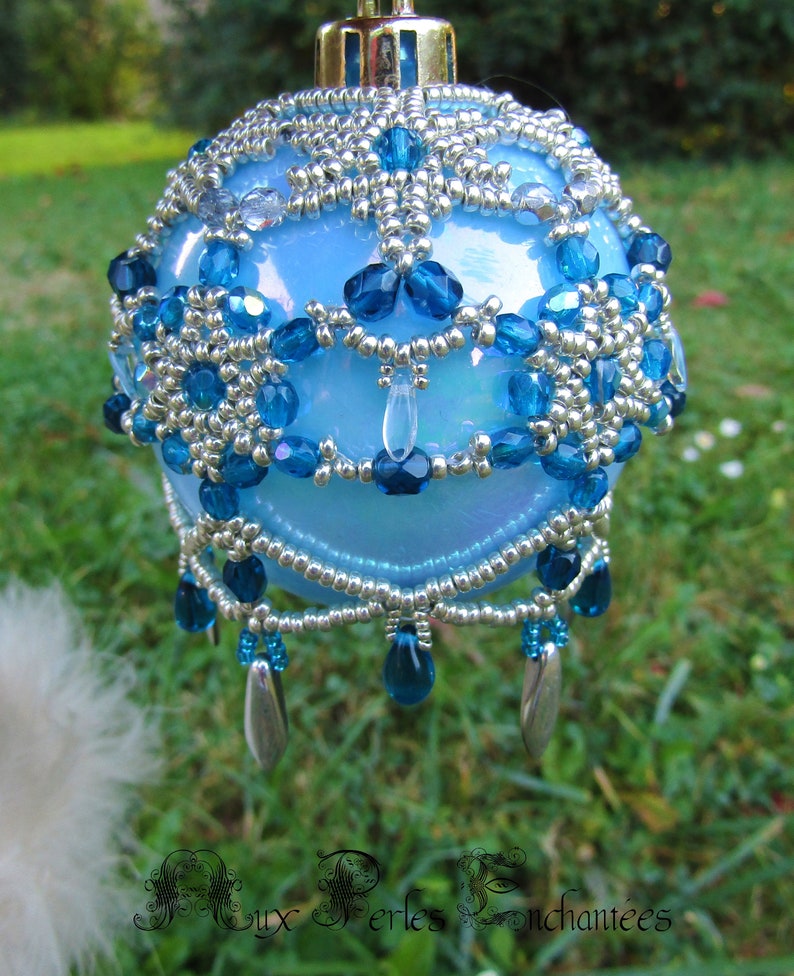 Beading Pattern, Beading Tutorial, Beading Snowflake Ornament Cover ...