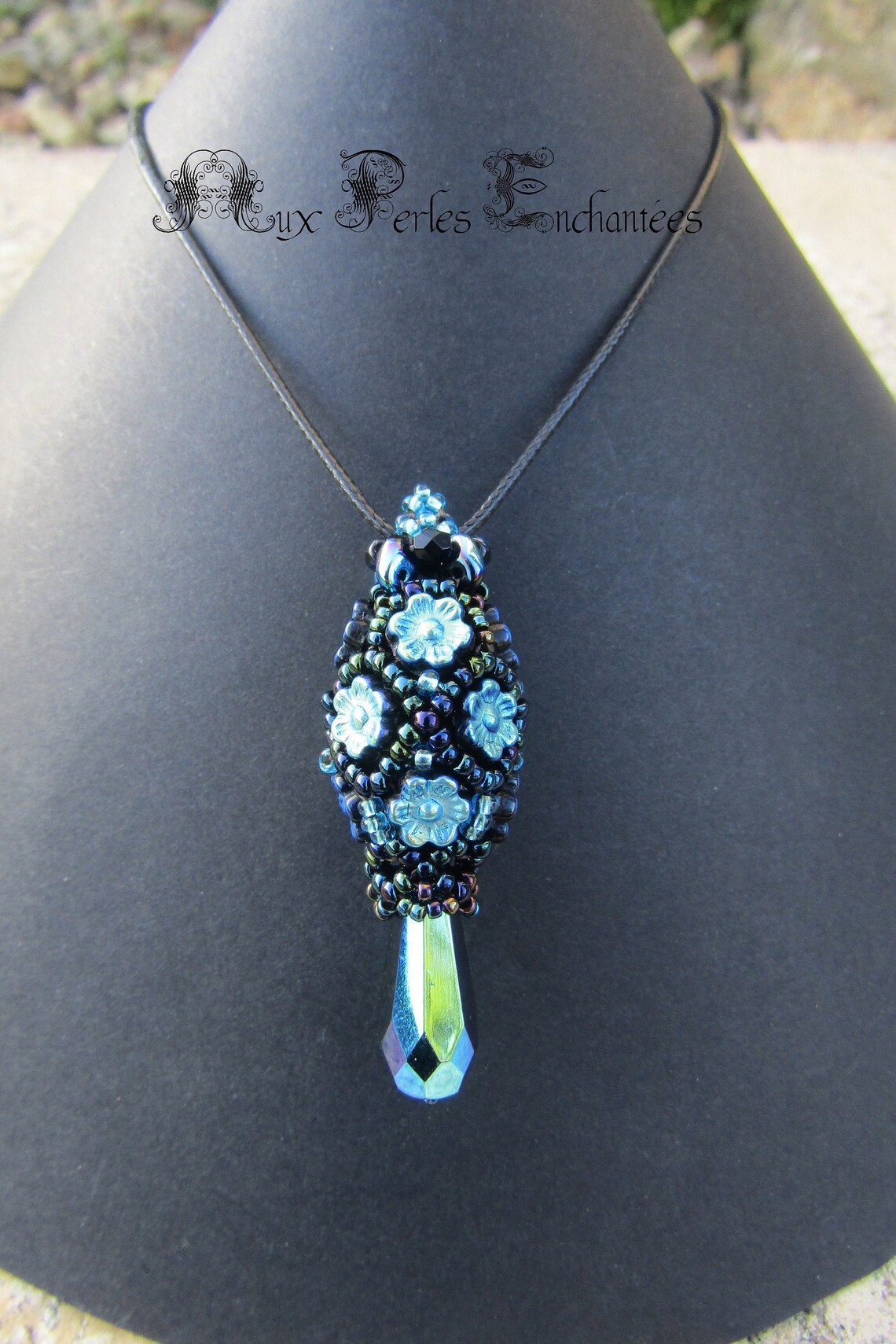 Beading Pattern, Beading Tutorial, Beading Jet Flowers Pendant,pendant ...